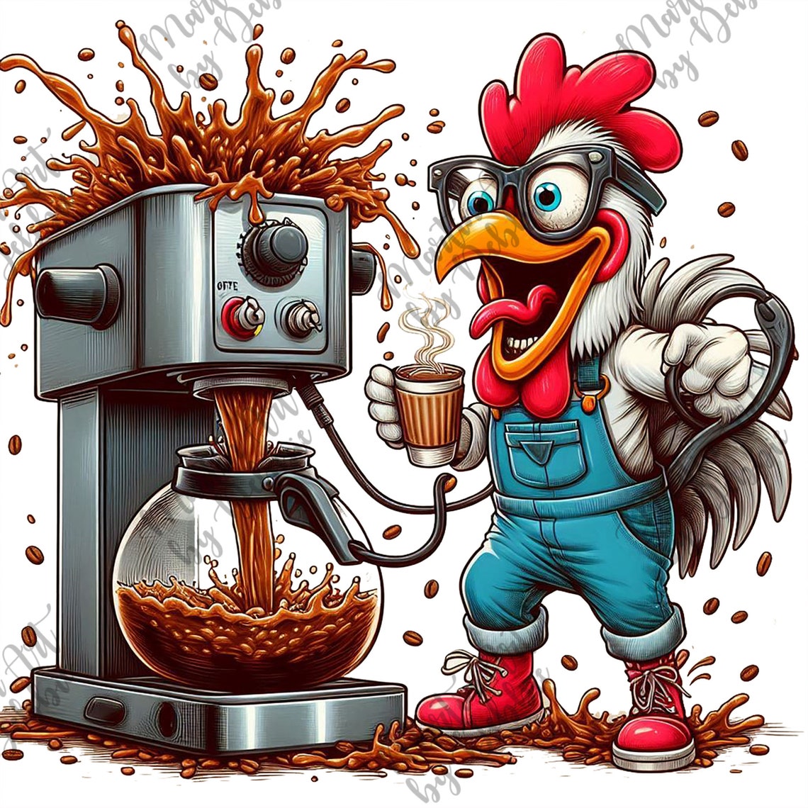 Crazy Rooster Coffee, PNG, JPG, Clipart, Sublimation, Funny, Cute, Farm ...