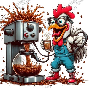 Crazy Rooster Coffee, PNG, JPG, Clipart, Sublimation, Funny, Cute, Farm ...