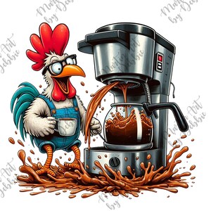 Crazy Rooster Coffee, PNG, JPG, Clipart, Sublimation, Funny, Cute, Farm ...