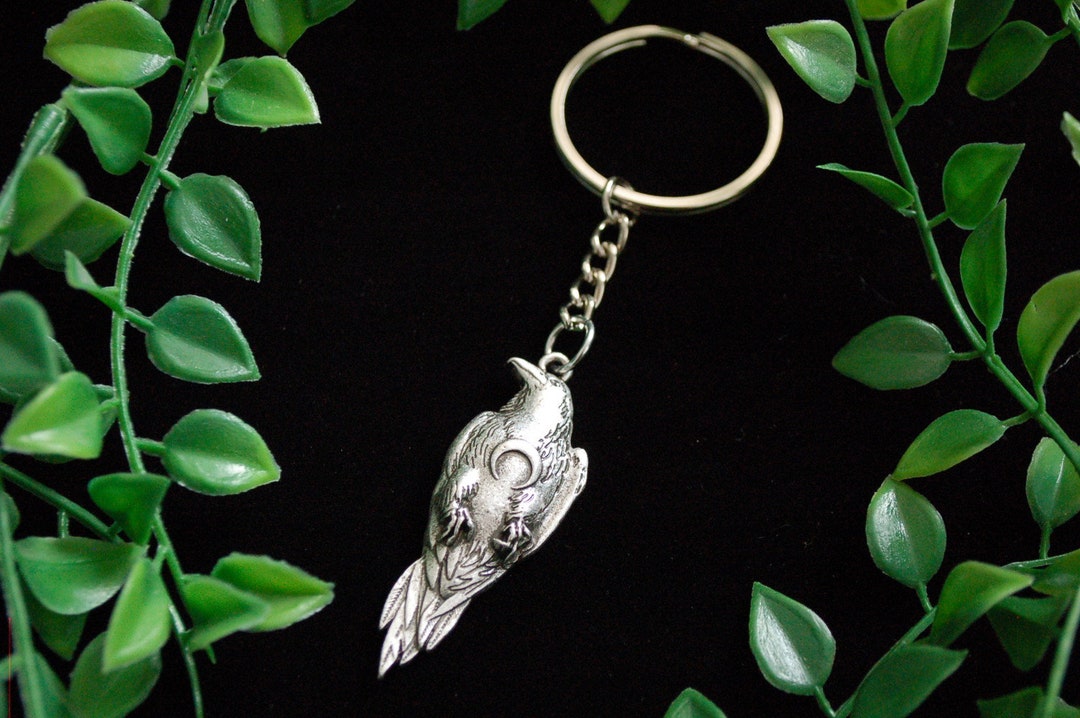 Silver Tone Viking Odin's Raven Keyring Keychain Crescent Moon Gift - Etsy