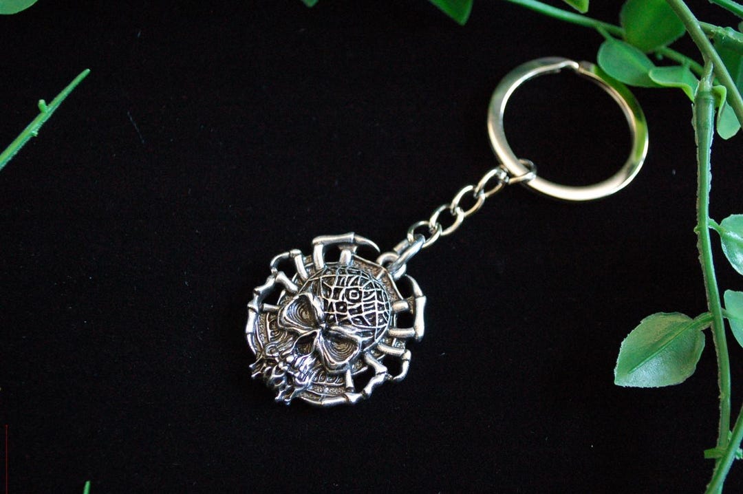Pagan Spider Skull in a Spider Web Keychain Keyring Gift - Etsy