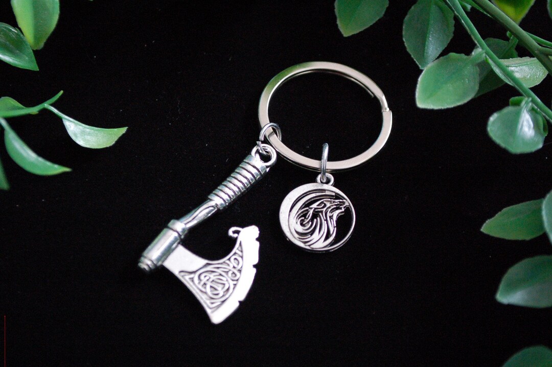 Viking Norse Axe Weapon Fenrir Wolf Keyring Keychain - Etsy