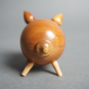 Vintage Wooden Pig Figurine, Turned Wood, Cute Miniature Pig, Rustic ...