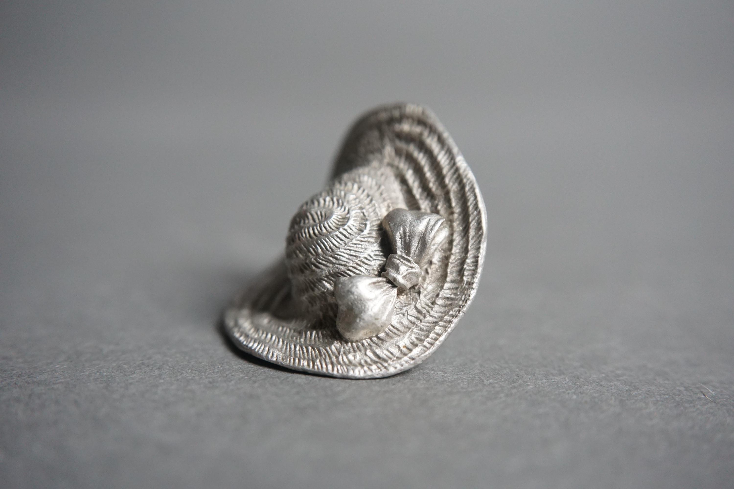 Vintage Spoontiques Pewter Cat in Bonnet Figurine, Miniature Cat W/ Hat ...