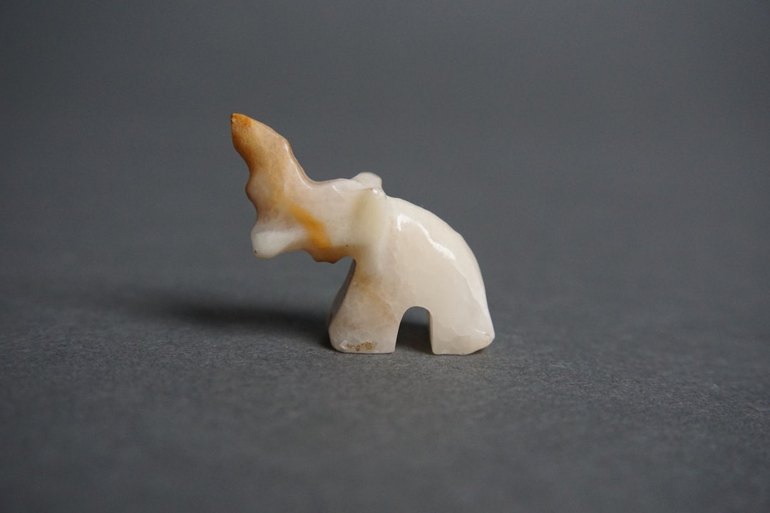 Miniature Stone Elephant Figurine, Carved Stone Elephant Figurine, Tiny ...