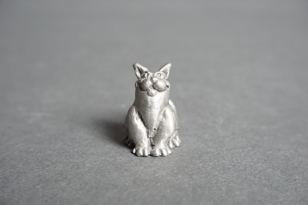 Teeny Tiny Pewter Happy Cat Figurine, Miniature Pewter Cat, Metal Funny ...