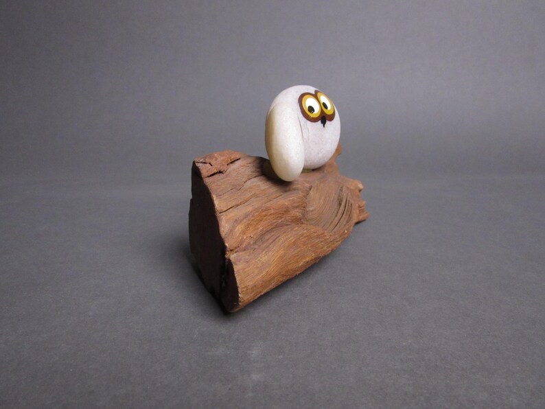 Vintage Groovy Retro Stone Owl Pair, Mounted Stone Painted Owls, Wood ...