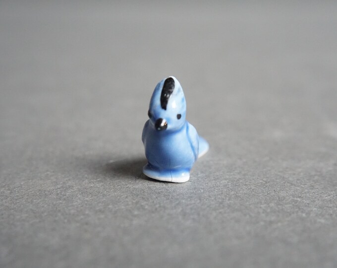 Vintage Miniature Ceramic Bluejay Figurine, Tiny Bone China Blue Bird ...