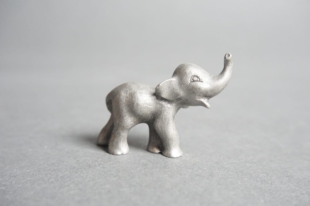 Vintage Myers Suzio Pewter Baby Elephant Figurine, Miniature Solid ...