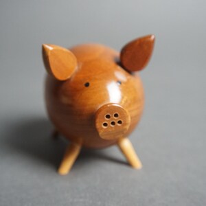 Vintage Wooden Pig Figurine, Turned Wood, Cute Miniature Pig, Rustic ...