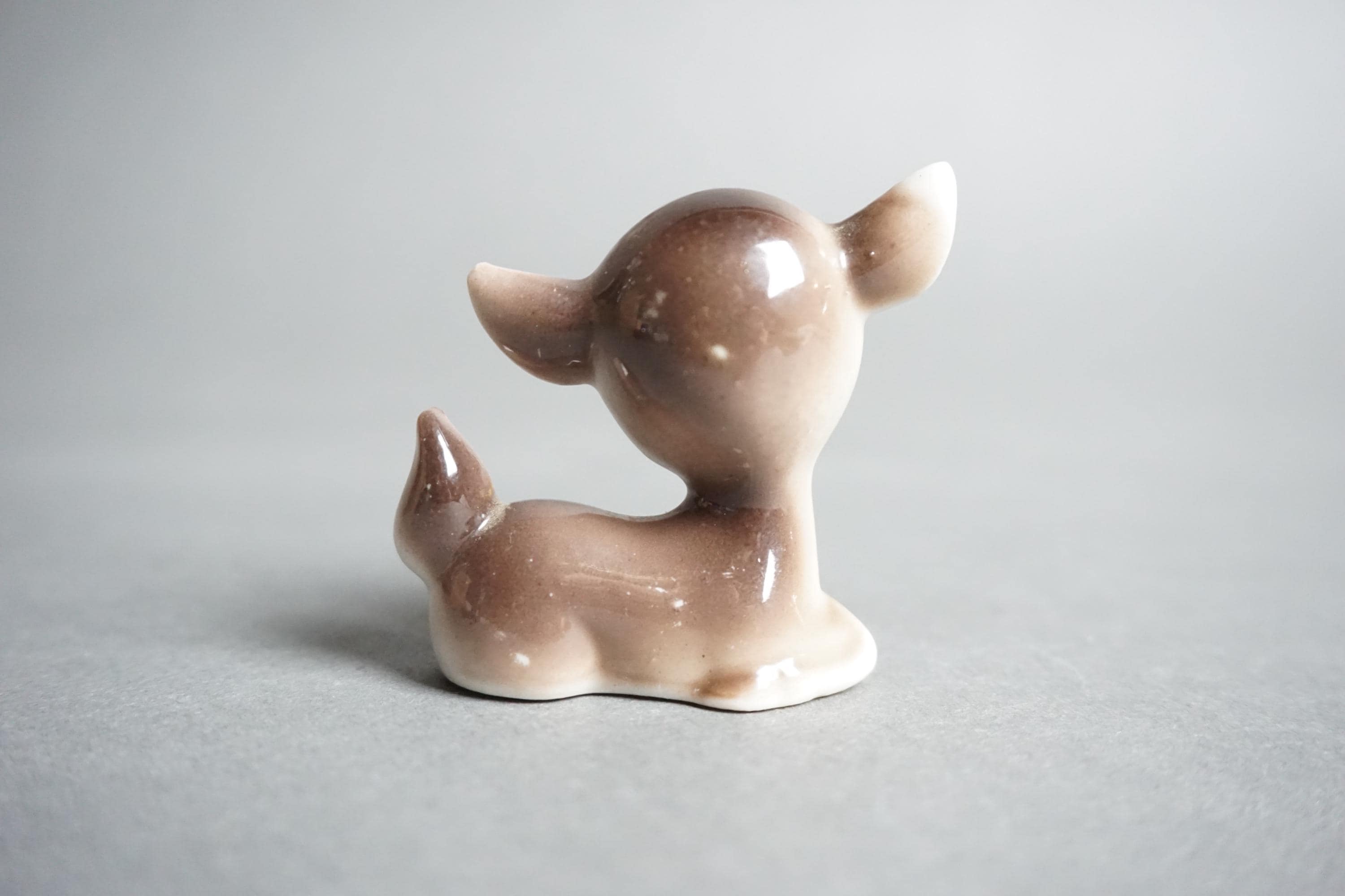 Vintage Miniature Mid Century Fawn, Anthropomorphic, Flower, Lying Fawn ...