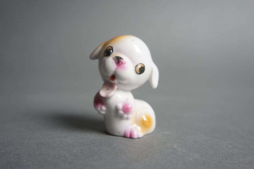 Vintage Sweet Porcelain Puppy Figurine, Japan, Miniature Ceramic Dog W ...