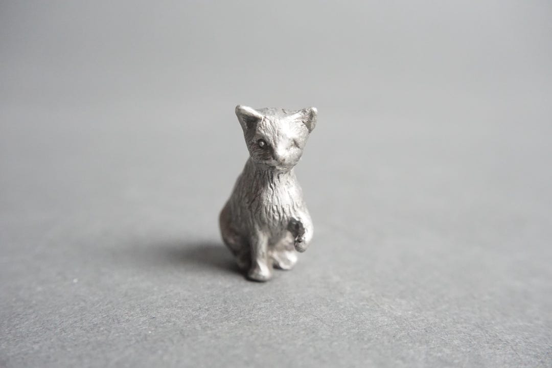 Tiny RC Pewter Cat Figurine, Miniature Pewter Kitten, Metal Cat ...