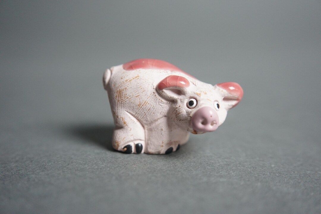 Vintage Ceramic Pig, Miniature Pink Pig, Mini, Small, Cute, Piggy ...