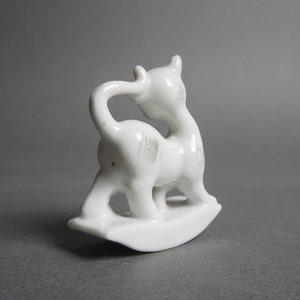 Vintage Ceramic Rocking Cat Figurine, Mid Century, White, Smiling ...