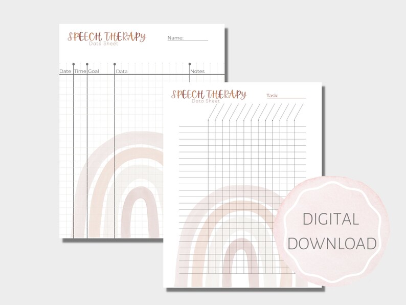 Speech Therapy Data Collection - Rainbow - Speech Therapy Daily Notes ...