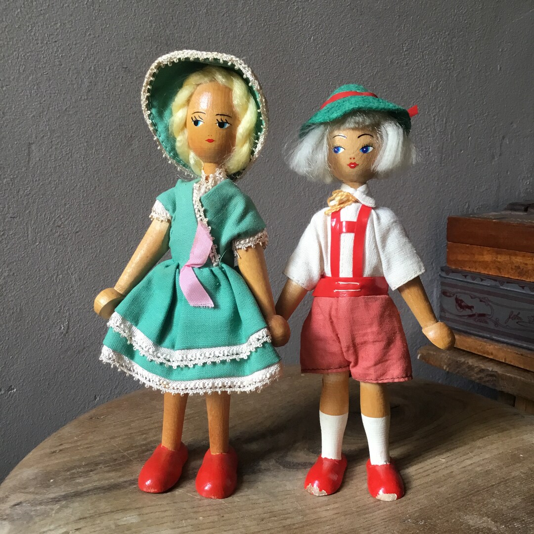 Vintage Wooden Polish Peg Dolls. A Cute Pair for a Collection. - Etsy