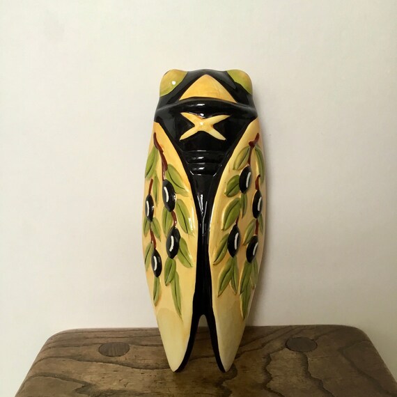 Large Ceramic Cicada Wall Vase. Good Luck Symbol. Handpainted | Etsy