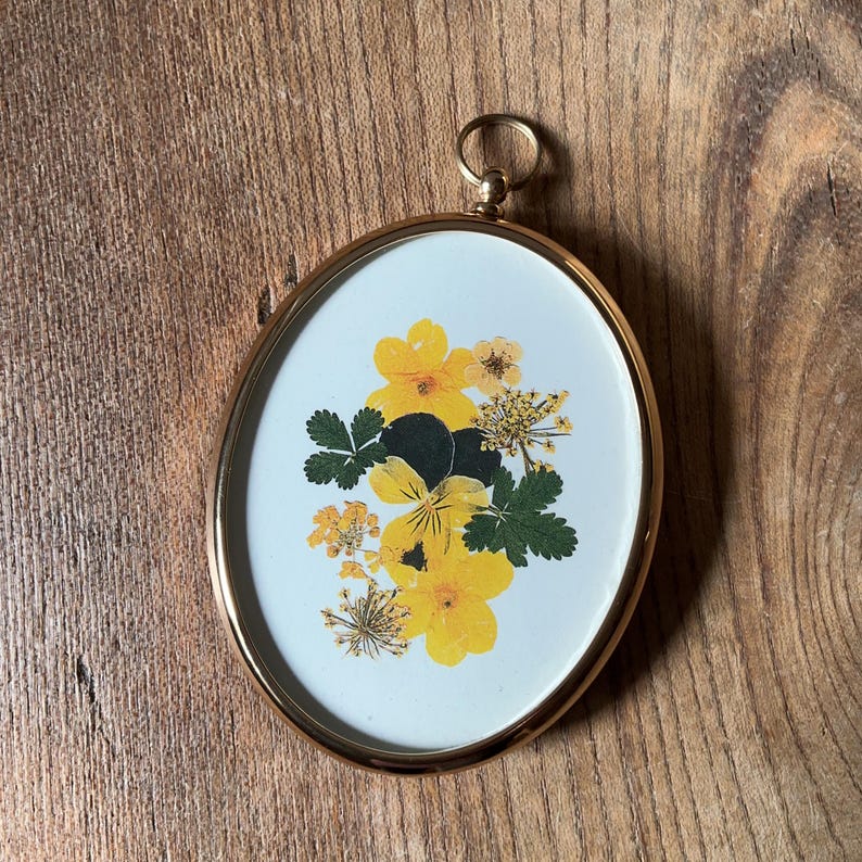 Peter Bates Miniature Pressed Flower Print, Oval Brass Frame, Boxed ...