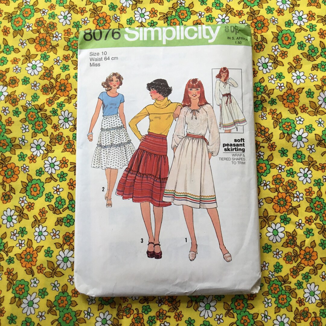 Vintage Gypsy Skirt Sewing Pattern, Simplicity 8076, UK 6 - Etsy