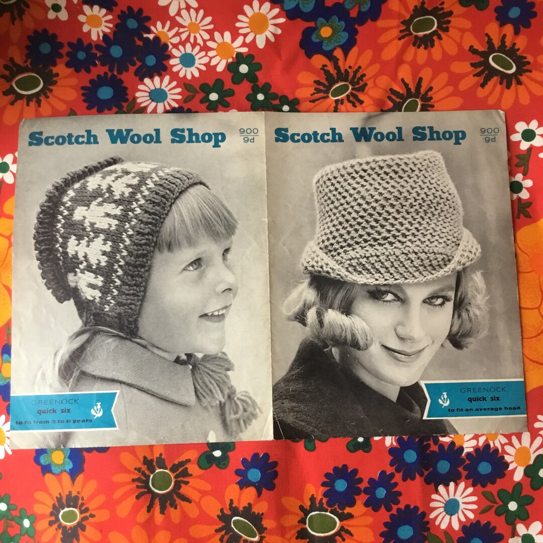 Vintage Hats Knitting Pattern. Womens Brimmed Pull on and Childs ...