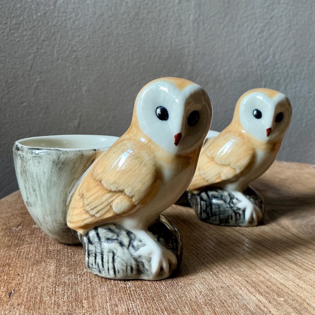 Quail Ceramics Barn Owl Eggcups Pair. Hand Painted. - Etsy