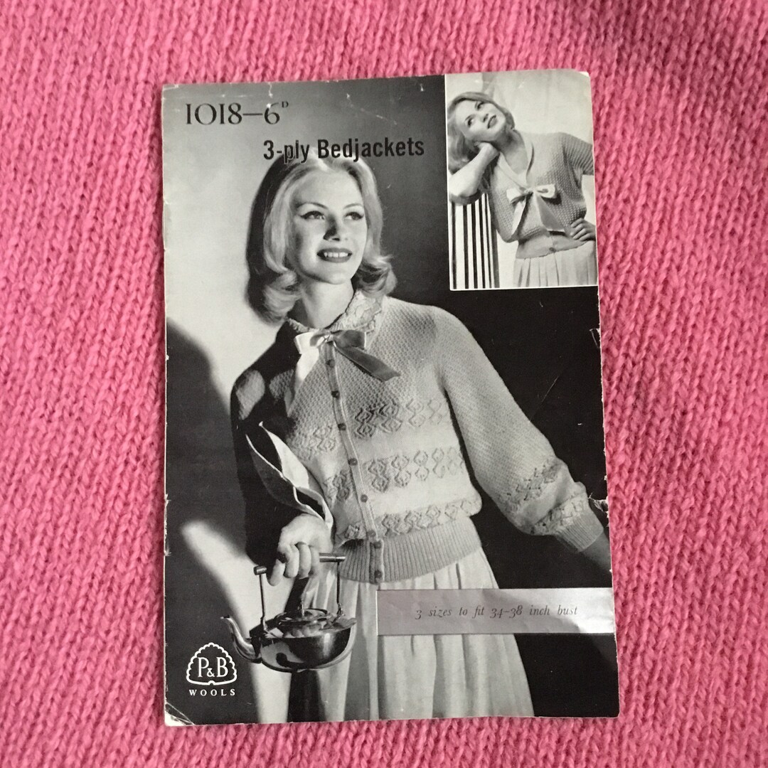 Vintage Knitting Pattern, Bed Jacket by P&B Patons. 2 Designs. to Fit ...