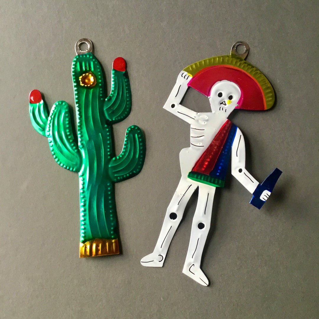 Mexican Folk Art Tin Decorations. Traditional Calavera Day of - Etsy