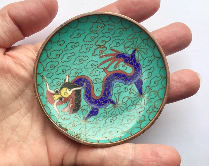 Chinese Dragon Antique Pin Dish. Small Dish, Hand-painted Cloisonné ...