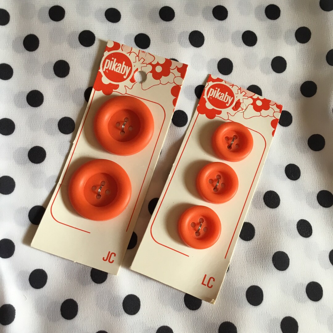 Vintage Large Buttons, Bright Orange, Made by Pikaby on Their Original ...