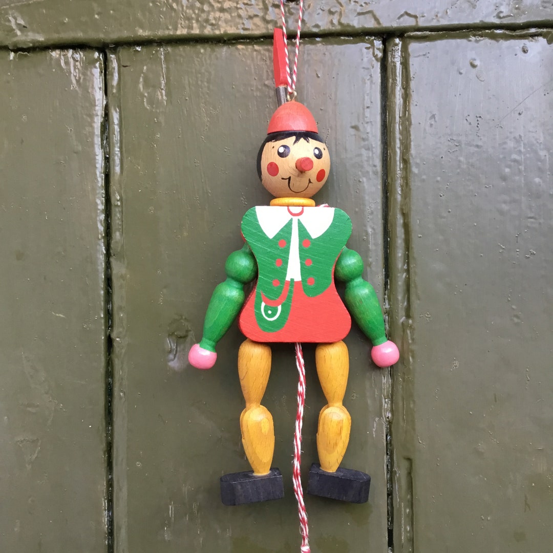 Vintage Jumping Jack Puppet, Pinocchio Clown Character. Hand Painted ...