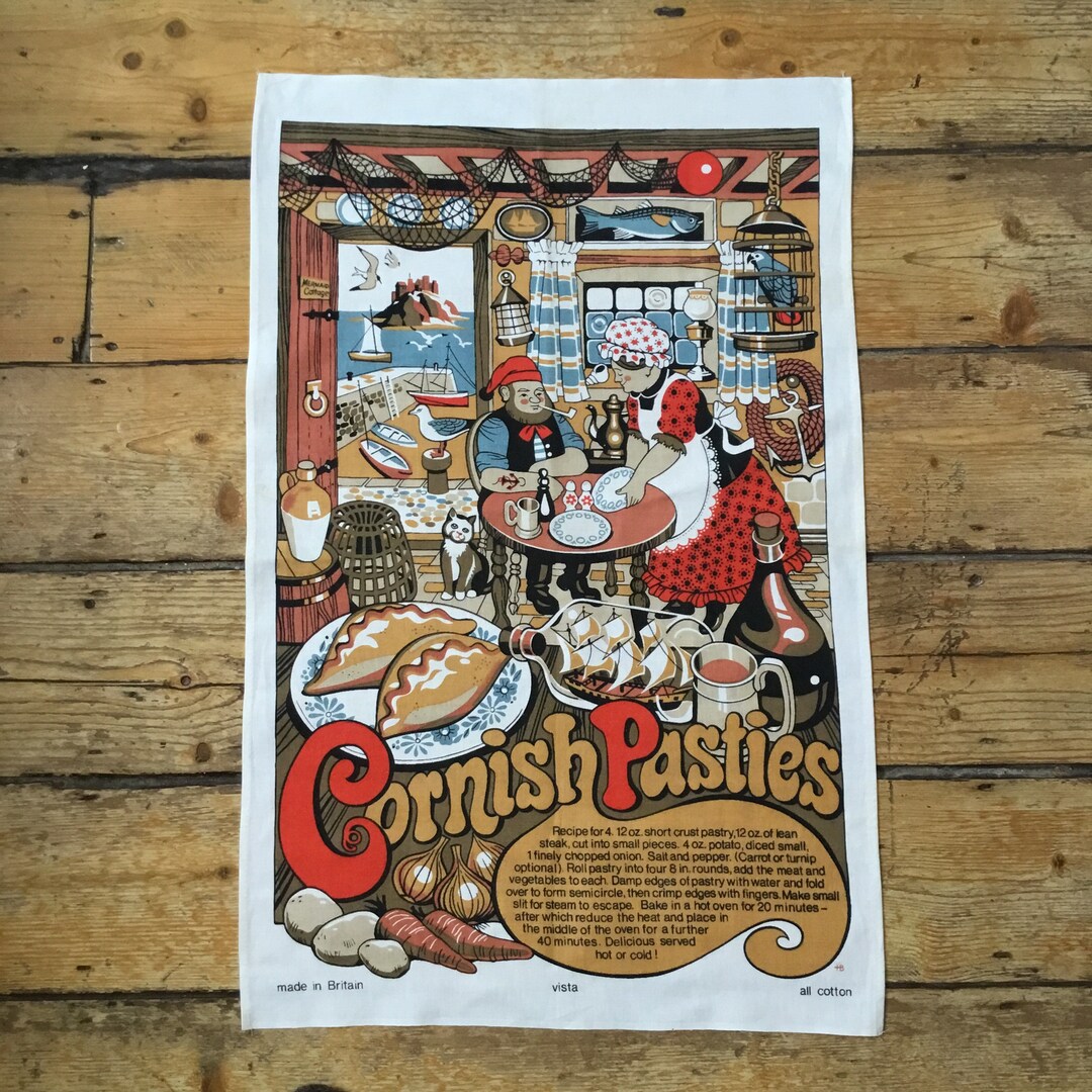 Vintage Cornish Pasties Recipe Souvenir Tea Towel. Made in - Etsy
