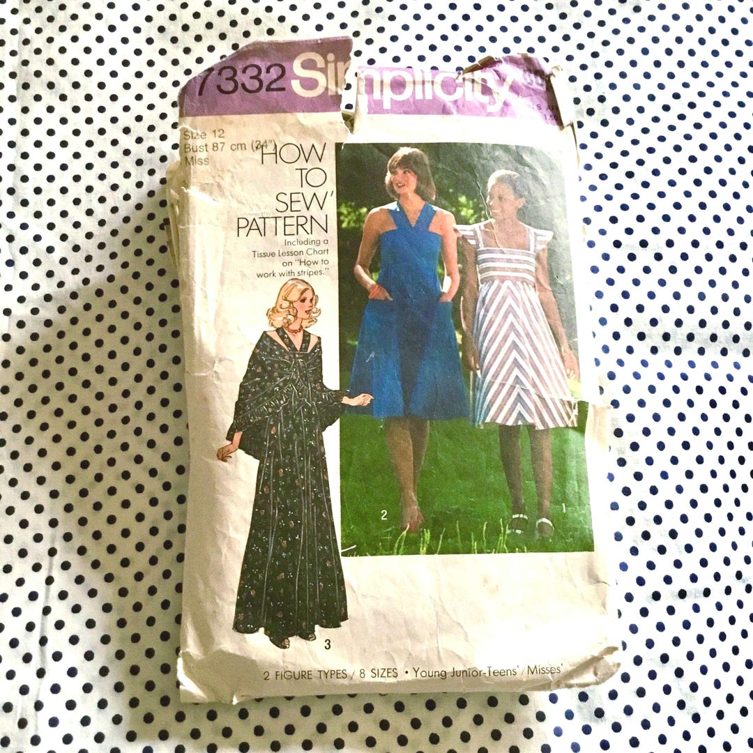 Vintage Sun Dress With Shawl 1970's Sewing Pattern. Simplicity 7332 ...