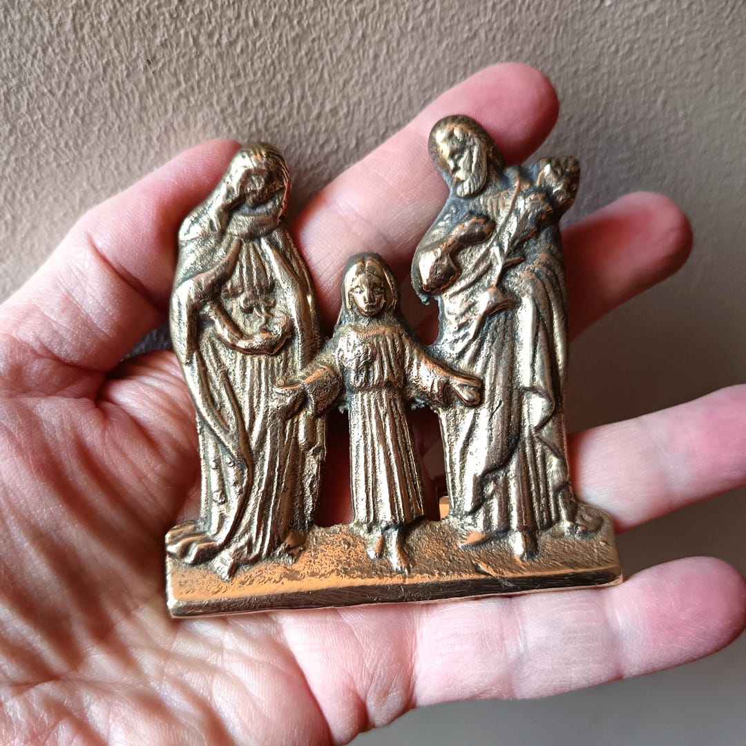 Holy Family Miniature Wall Plaque, Solid Brass. Vintage. Perfect Size ...