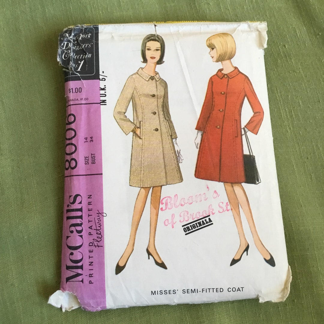 Vintage Princess Line Coat Pattern, Mccall’s 8006. 1960’s Genuine Paper ...