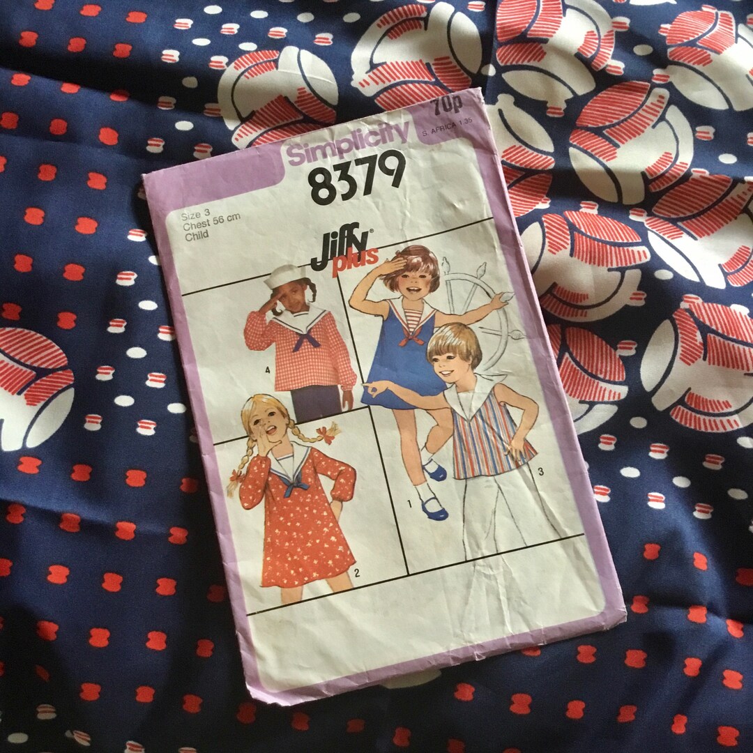 Simplicity 8379 Child’s Dress Top Pattern, Sailor Style Pullover Type ...