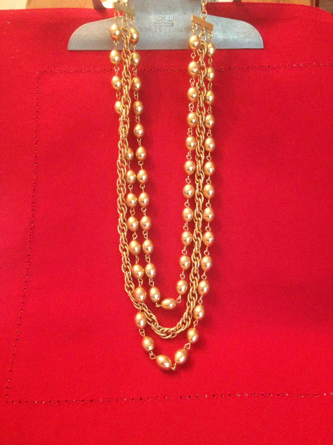 Vintage Gold Tone Three Strand Chain Necklace - Etsy