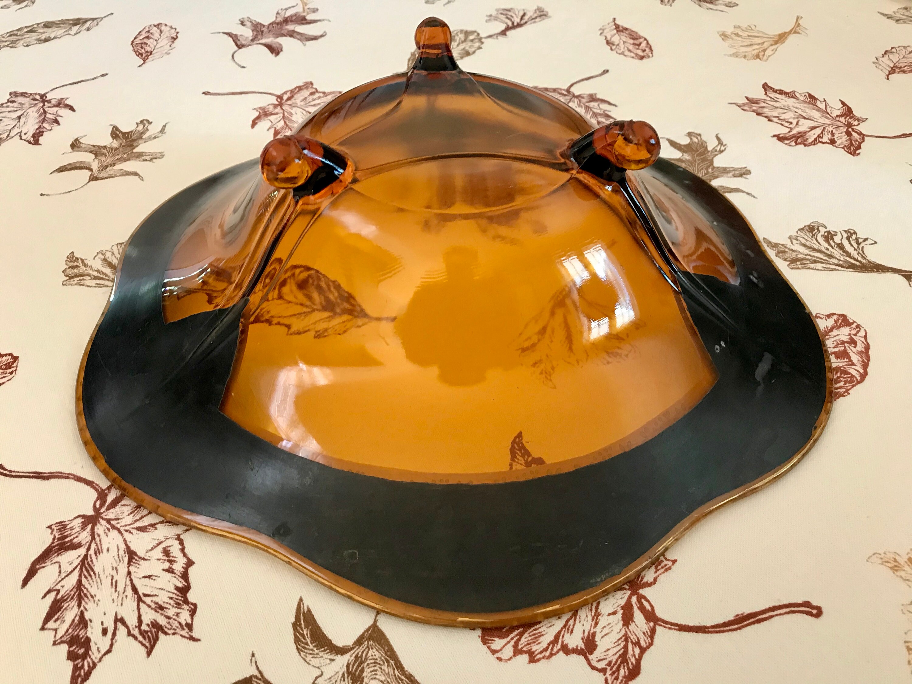 Rare Stunning Vintage MID-CENTURY AMBER with Gold and Black | Etsy