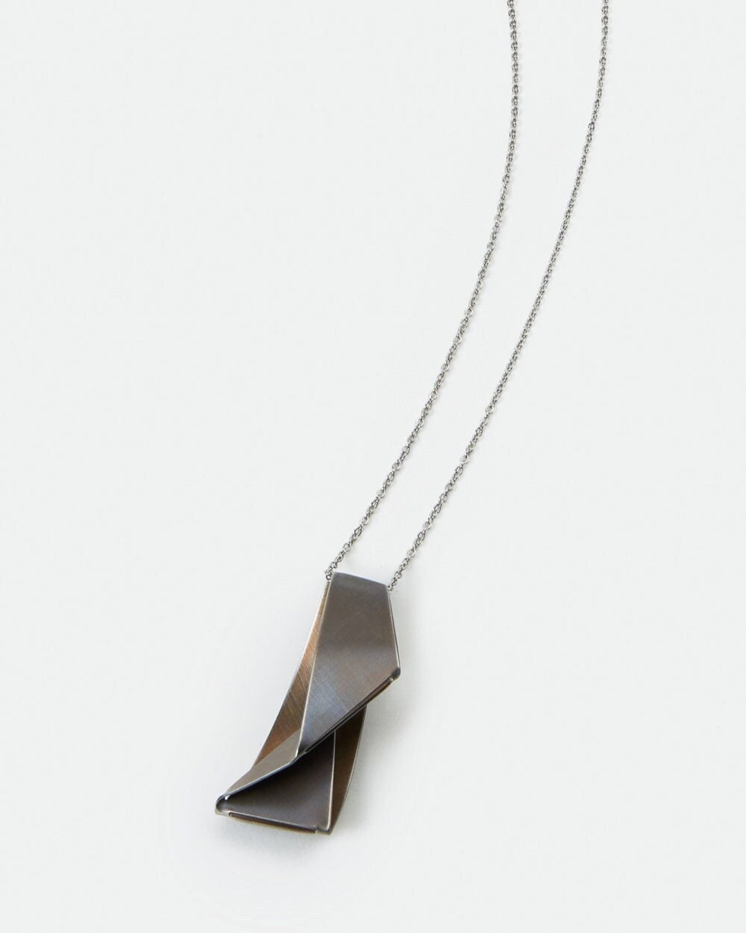 Folded Stainless Steel Pendant: Handmade Geometric Origami Necklace - Etsy