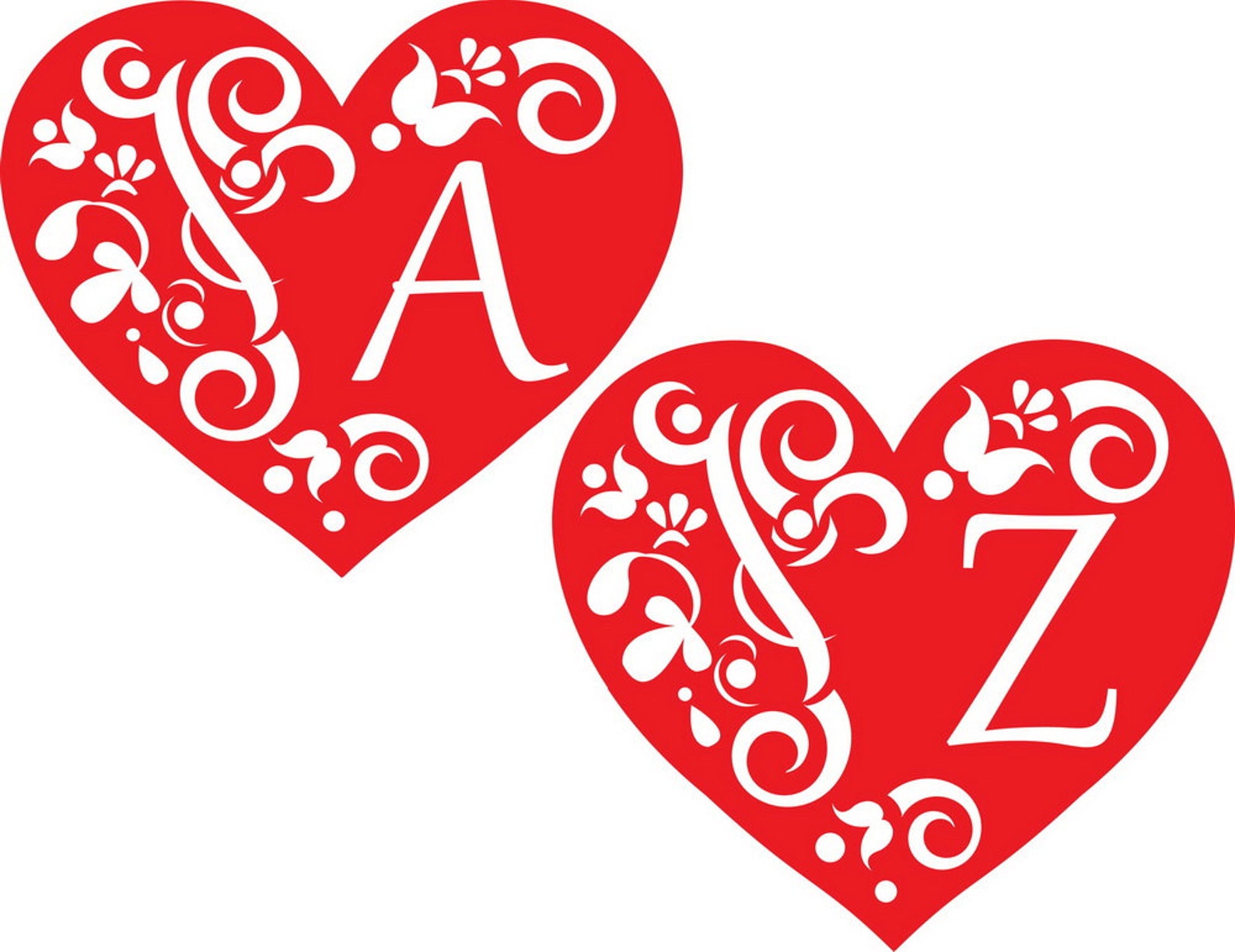 Heart Monogram Alphabet SVG Design for Silhouette and Other - Etsy