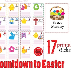 Countdown to Easter, Easter Stickers, Printable Stickers,easter ...