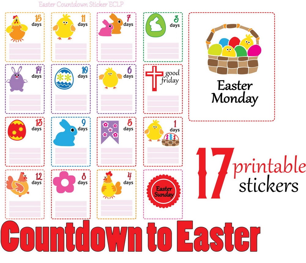 Countdown to Easter Easter Stickers Printable | Etsy
