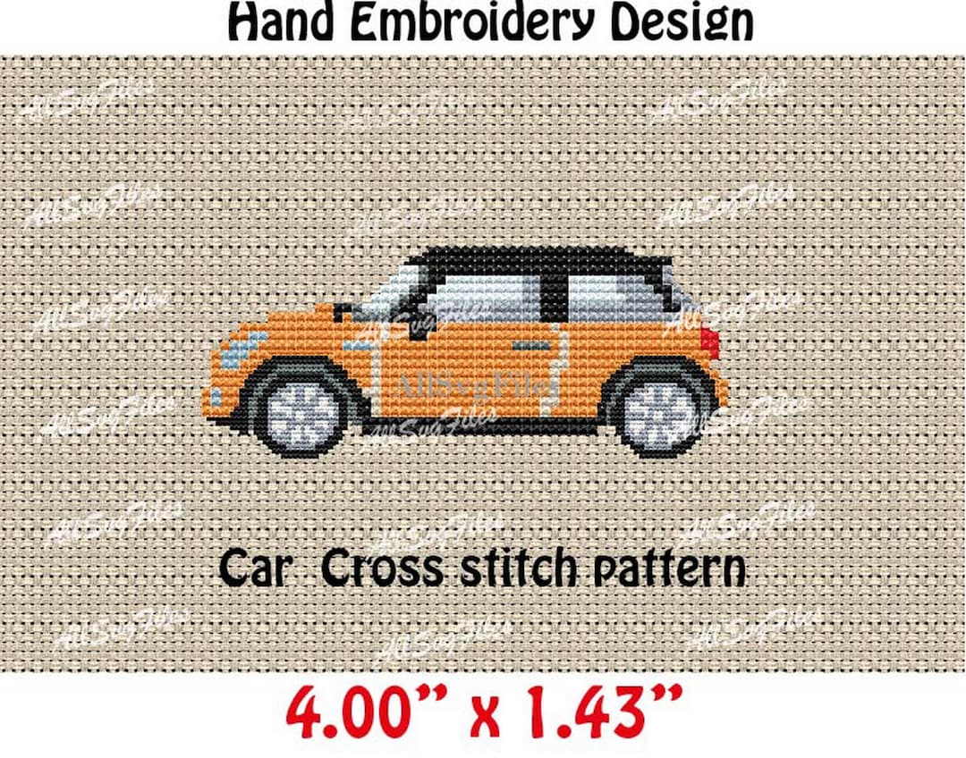 Car Cross Stitch Pattern, Car Hand Embroidery Design - Instant Download ...