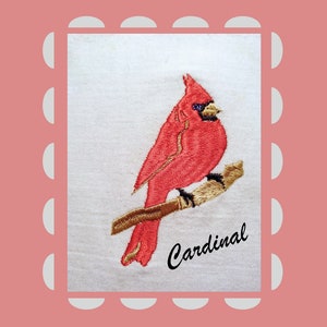 Cardinal Embroidery Design, Bird Cardinal Machine Embroidery Design ...