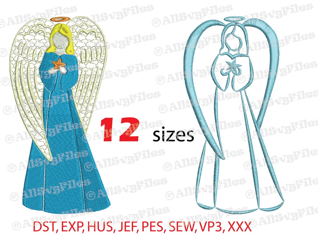 Christmas Angel Embroidery Design, Angel Machine Embroidery Design ...