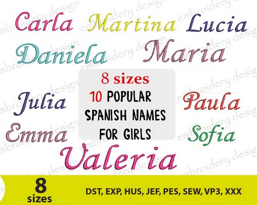 Spanish Girl Names Machine Embroidery Designs (instant Download) - Etsy