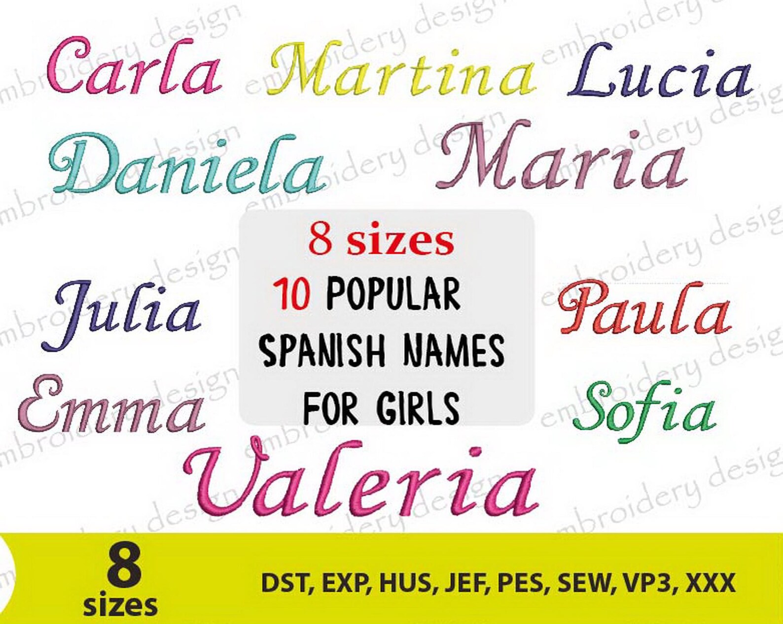 Spanish Girl Names Machine Embroidery Designs (instant Download) - Etsy