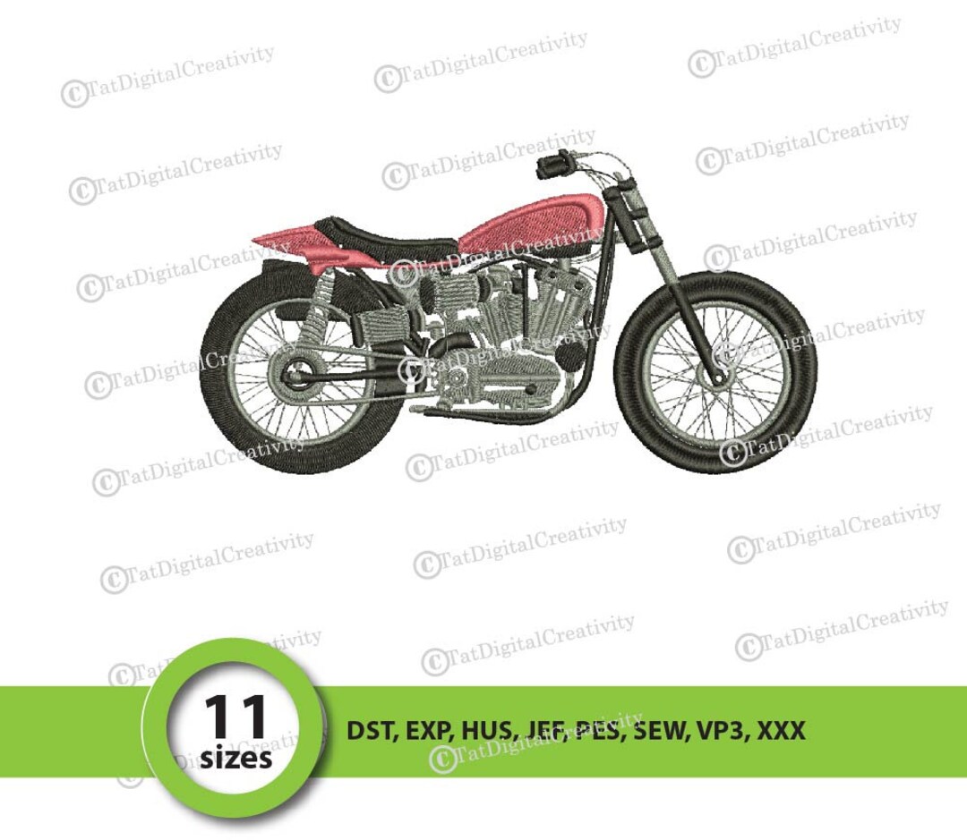 Motorbike Embroidery Design: Motorcycle Machine Embroidery Pattern ...