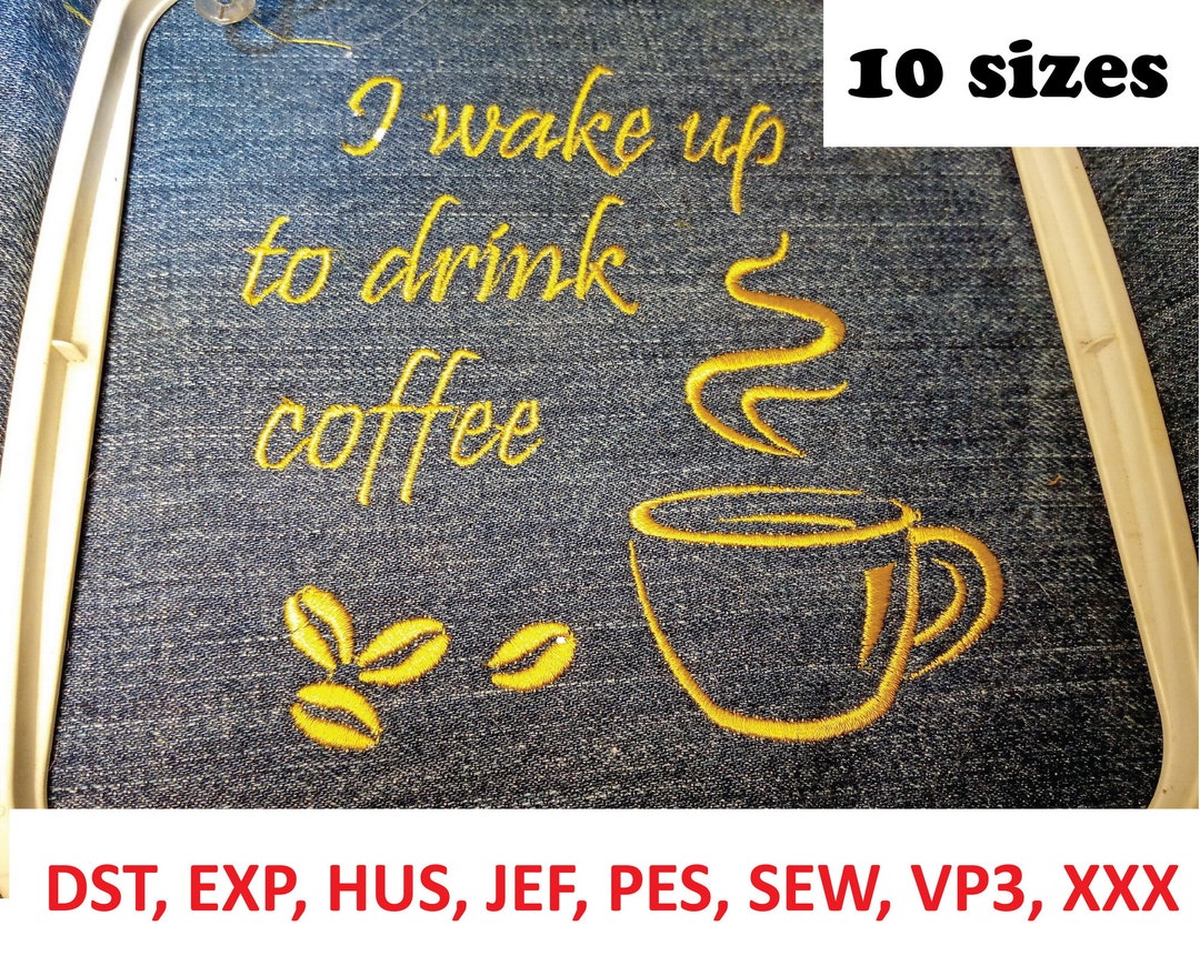 Coffee Cup Embroidery Design: Coffee Addict Pattern (instant Download ...