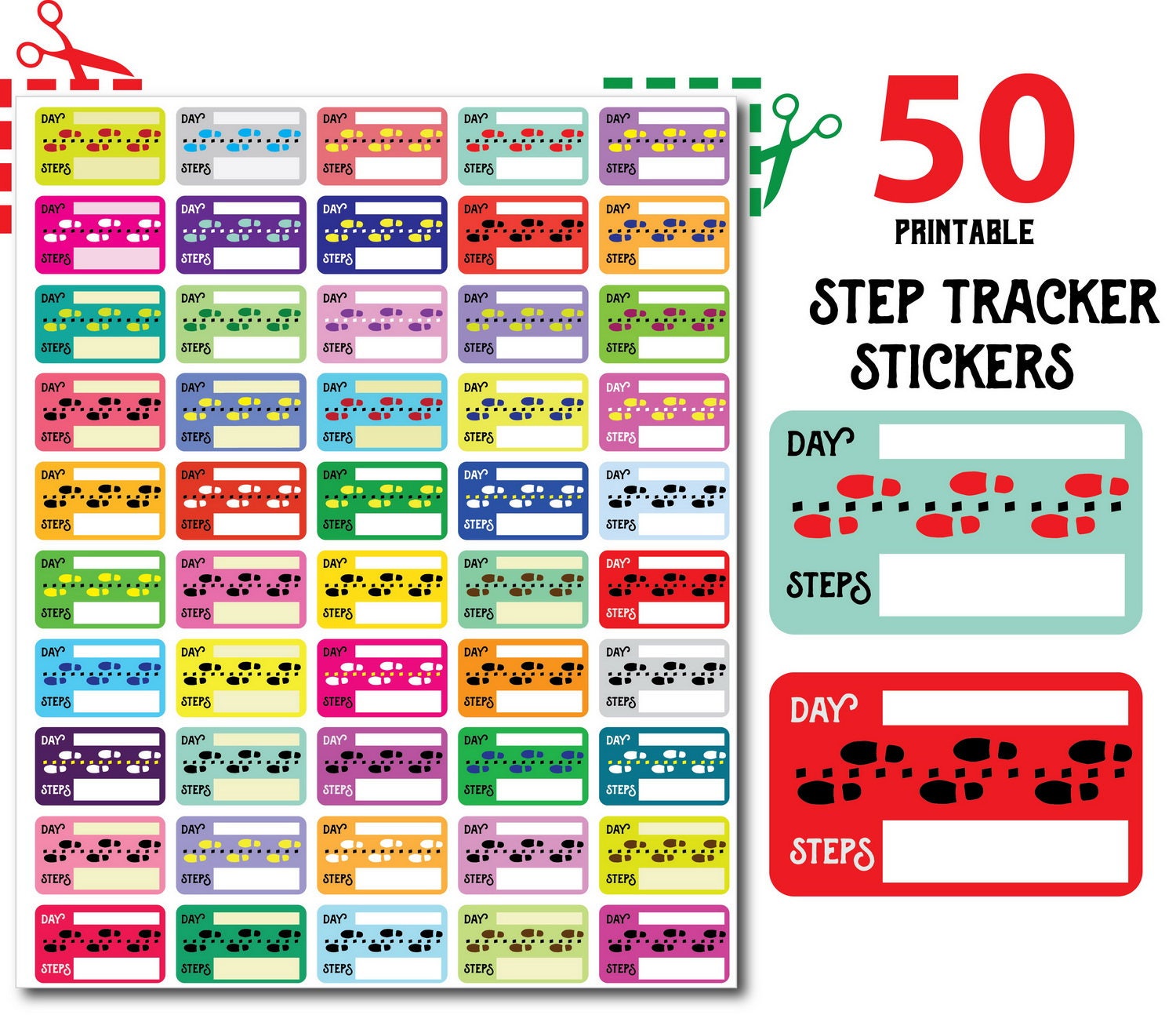 Step Tracker Planner Stickers Daily Step StickersDigital | Etsy